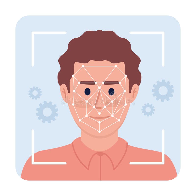 Facial Recognition Technology Flat Concept Vector Spot Illustration ...