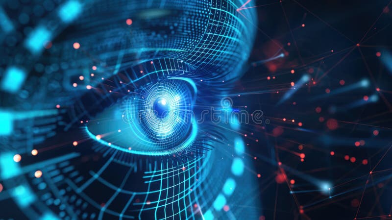 Facial Recognition Technology, Person Eye with Data of AI Biometric ...