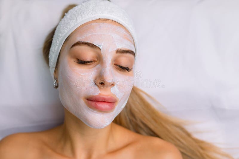 Facial Rejuvenation Treatment with Cream at the Spa Stock Image - Image ...