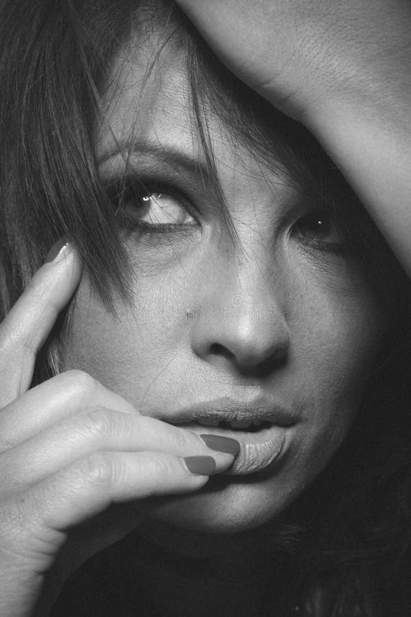 Facial shot of woman stock photo. Image of hands, young - 30536360