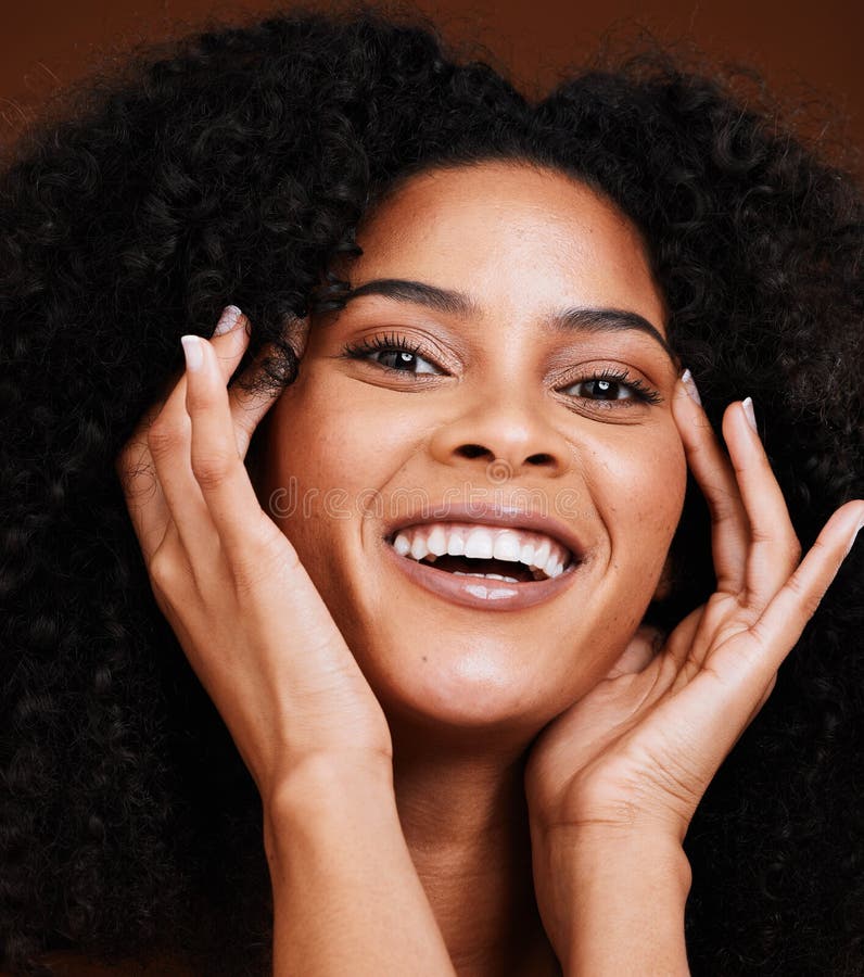 Facial Skincare Beauty And Happy African Girl For Luxury Spa