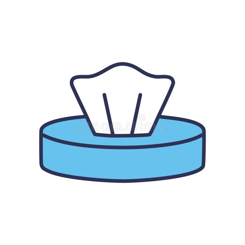 Facial Tissue Box Icon. Blue and White Icon of a Tissue Box with a ...