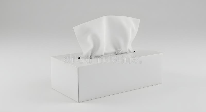 Facial Tissue Box with White Paper Tissues on White Background Stock ...