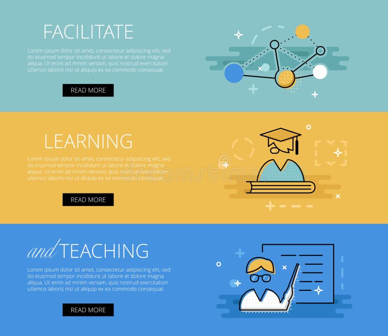 Facilitate Learning and Teaching. Vector Banners Set Stock Illustration ...