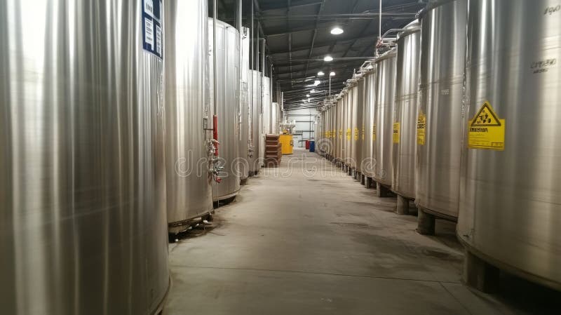 Facilities Set Up for Juice Production Featuring Stainless Steel Tanks ...