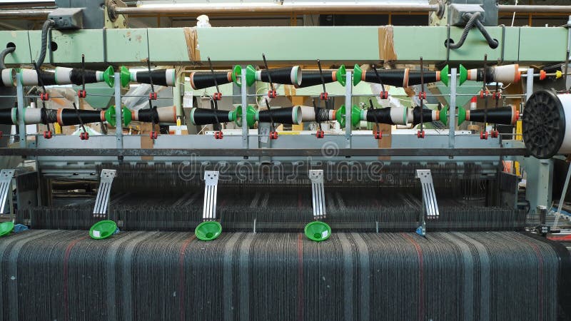Weaving Looms. Weaving Factory. Textile Industry. Close-up. Automated ...