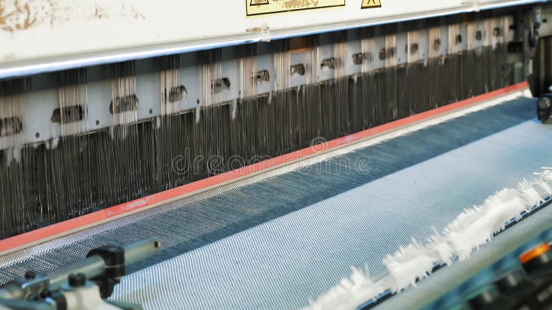 Weaving Looms. Weaving Factory. Textile Industry. Close-up. Automated ...