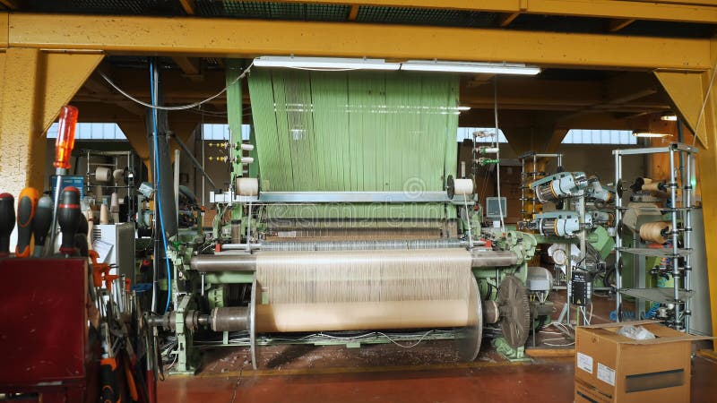 Weaving Looms. Weaving Factory. Textile Industry. Automated Weaving ...