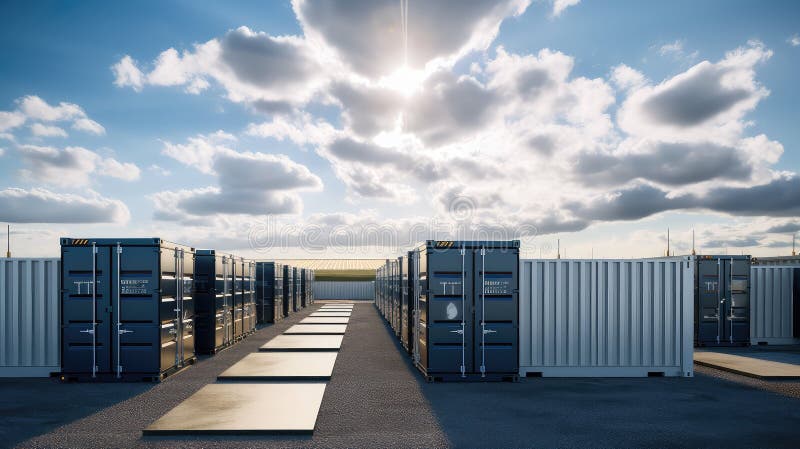 Facility Battery Storage and Solar Stock Illustration - Illustration of ...