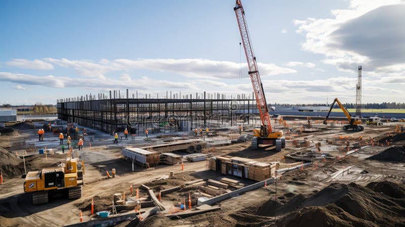 Facility Construction Factory Building Stock Illustration ...