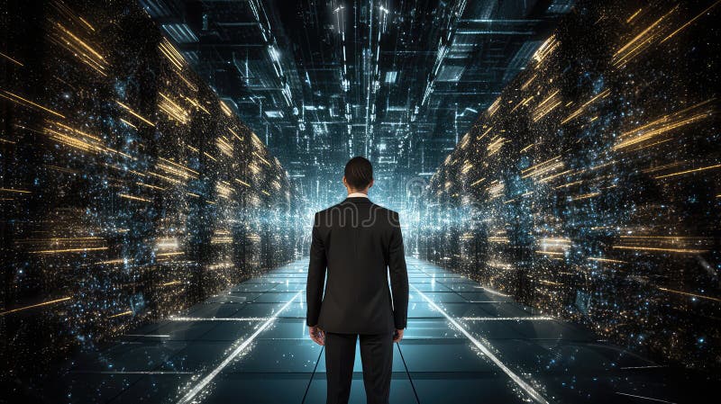 Facility data center man stock illustration. Illustration of ...