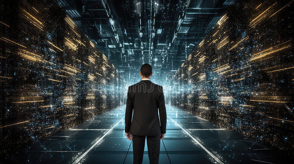 Facility data center man stock illustration. Illustration of ...