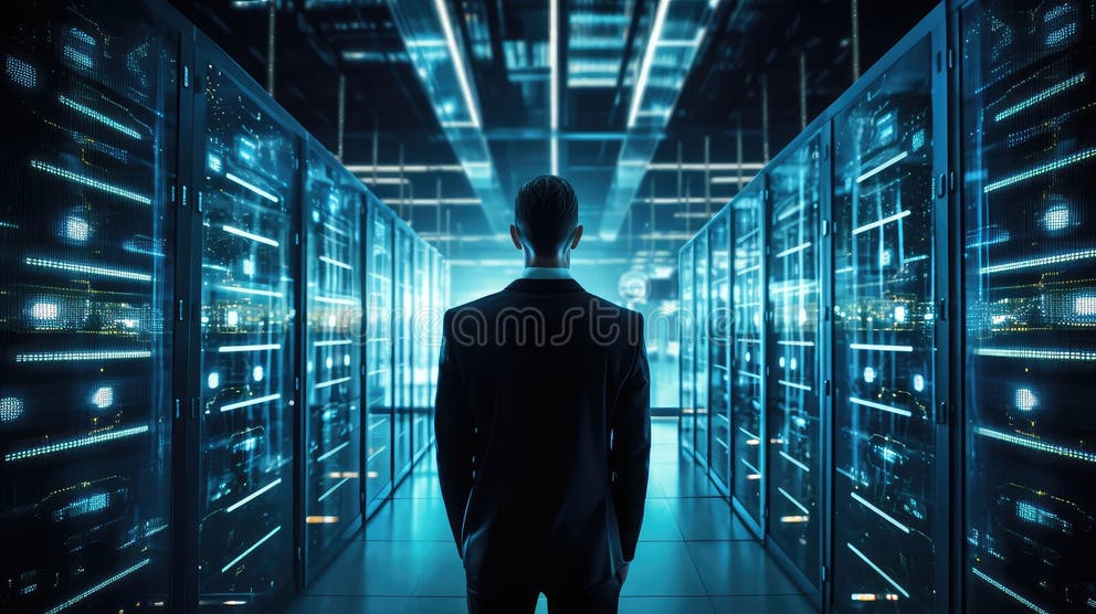 Facility data center man stock illustration. Illustration of power ...