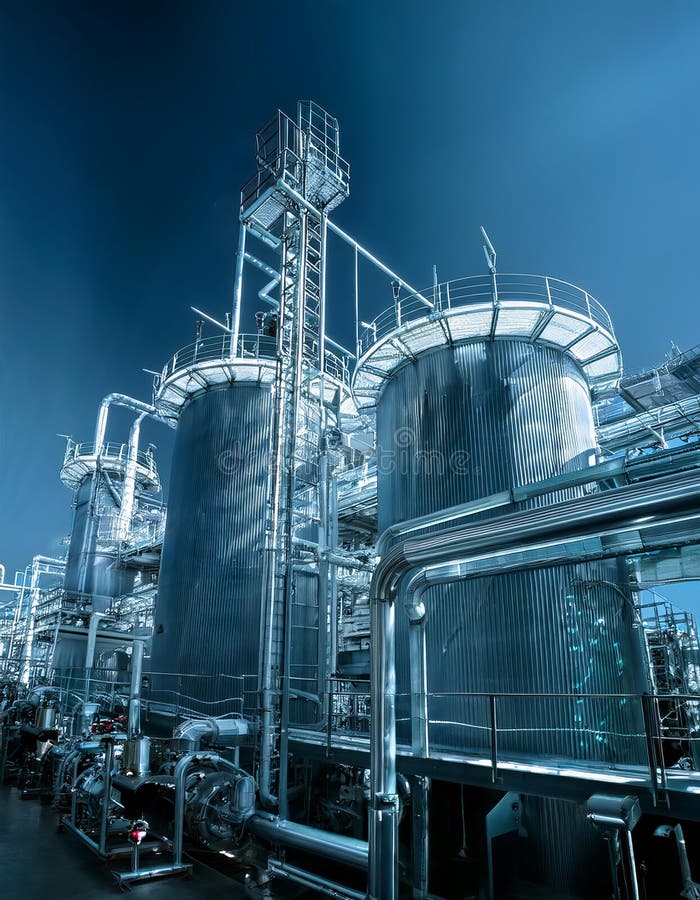 Industrial Facility Showcasing Large Metallic Storage Tanks and ...