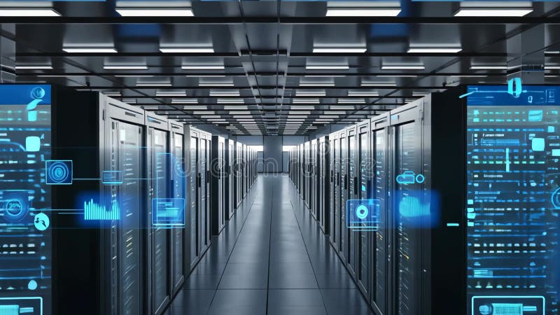 Exploring a Modern Data Center Filled with Advanced Servers and ...
