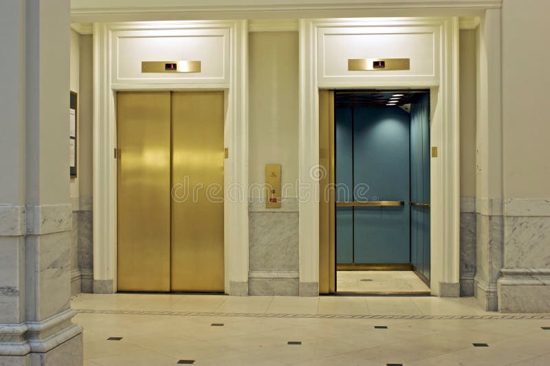 Facing elevators stock image. Image of closed, building - 7852951