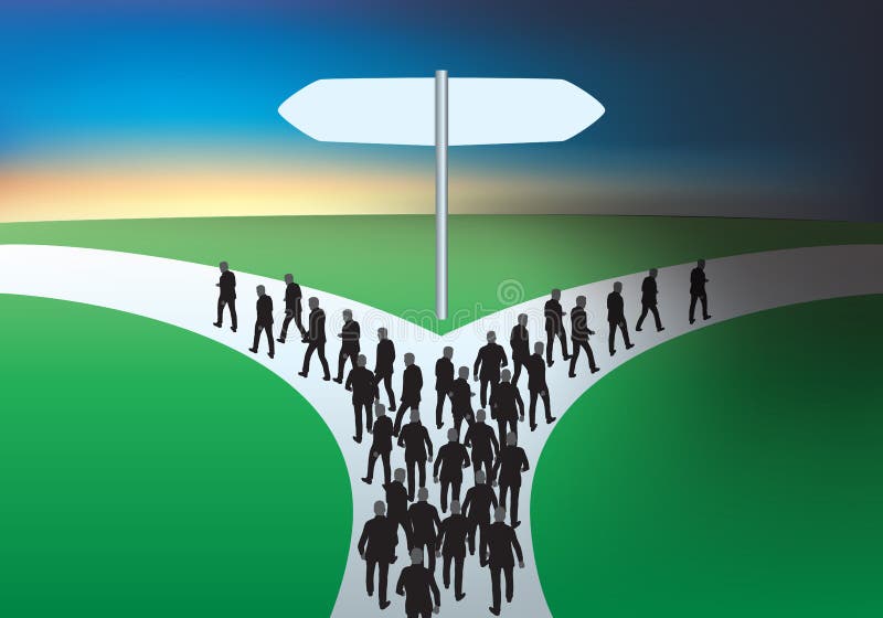 Facing Two Opposite Directions, a Man Separates from His Group and ...