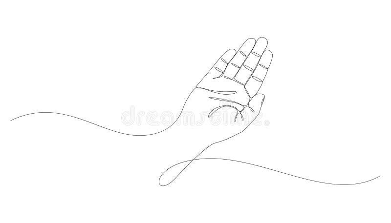 Facing Up Human Hand Continuous One Line Drawing. Vector Illustration ...