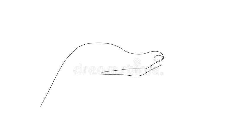 Facing Up Womans Hand Continuous One Line Drawing. Self Drawing ...