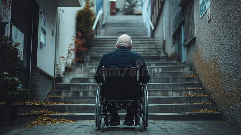 Facing Various Life Challenges an Elderly Man in a Wheelchair ...