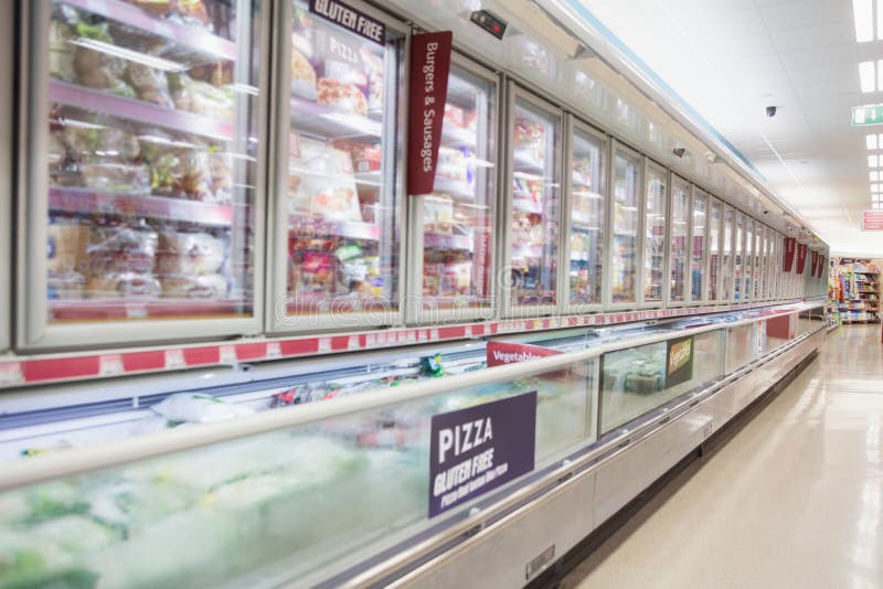 Facing View of Frozen Aisle Stock Image - Image of consumer, aisle ...