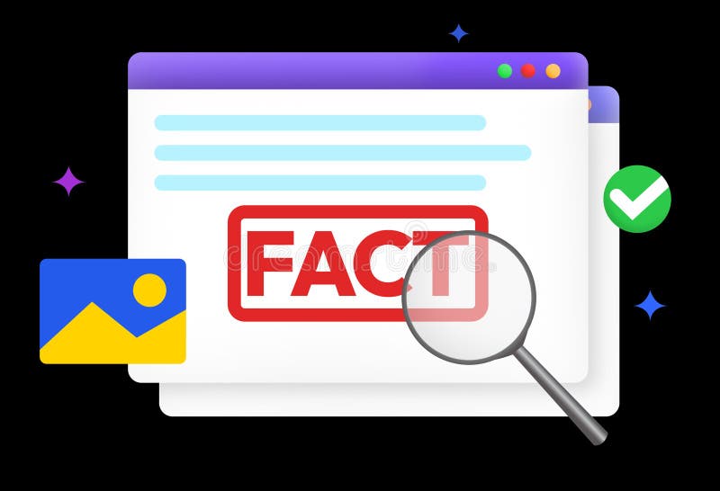 Fact Checking Icons Design in Modern Soft Gradient Style with Magnify ...