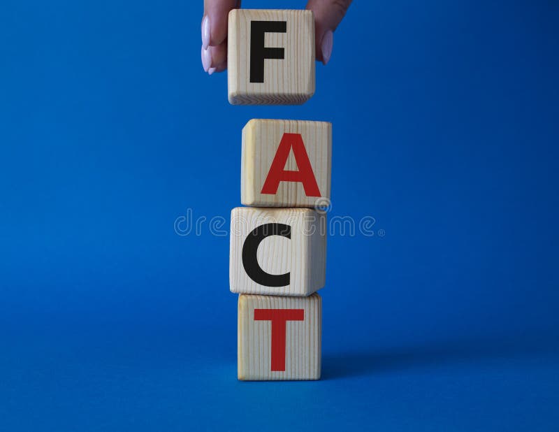 Fact Symbol Concept Word Fact On Wooden Cubes Beautiful White