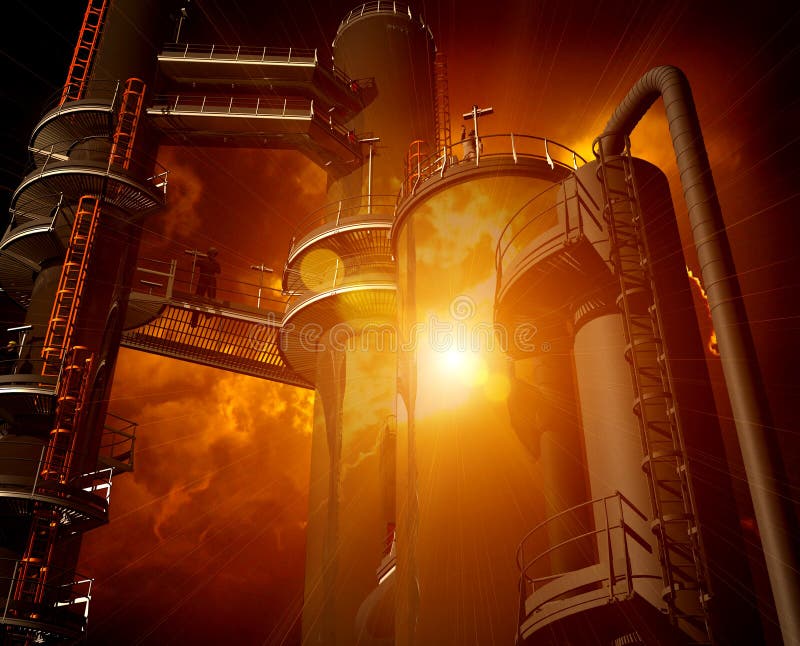 Factory stock illustration. Illustration of pipes, plant - 9498226