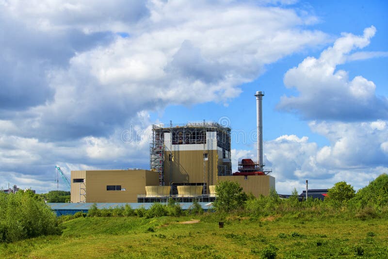 Factory Against Blue Cloudy Sky Stock Photo - Image of cloudy, pipe ...