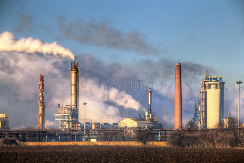 Factory with air pollution stock image. Image of smog - 49653657