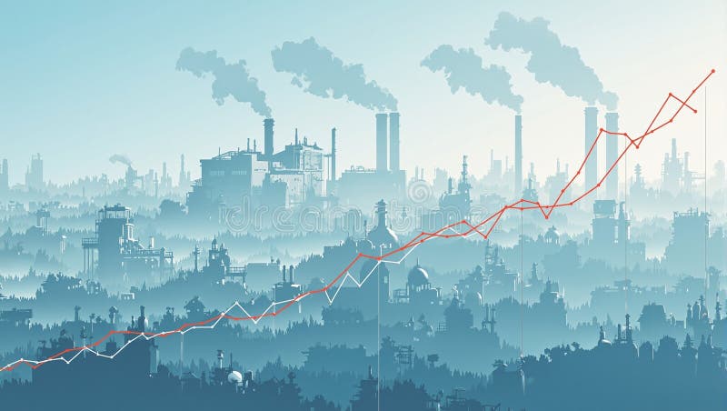Factory Air Pollution Graph Visualizing Rising Levels Over Time Stock ...