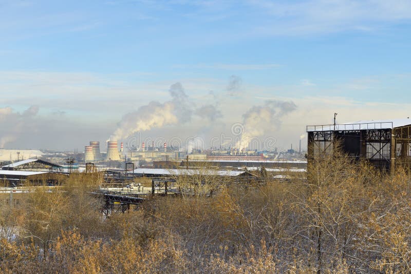 Factory Area, the Smoking Pipe, Pollution Stock Photo - Image of ...