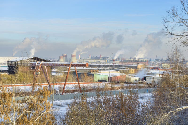 Factory Area, the Smoking Pipe, Pollution Stock Image - Image of ...