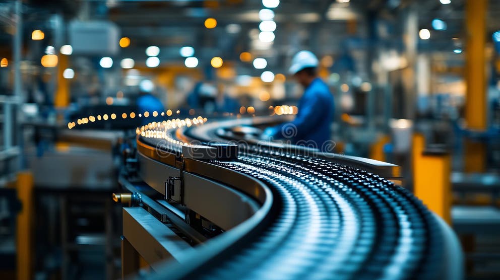 Factory Assembly Line with Workers at Work Stock Illustration ...