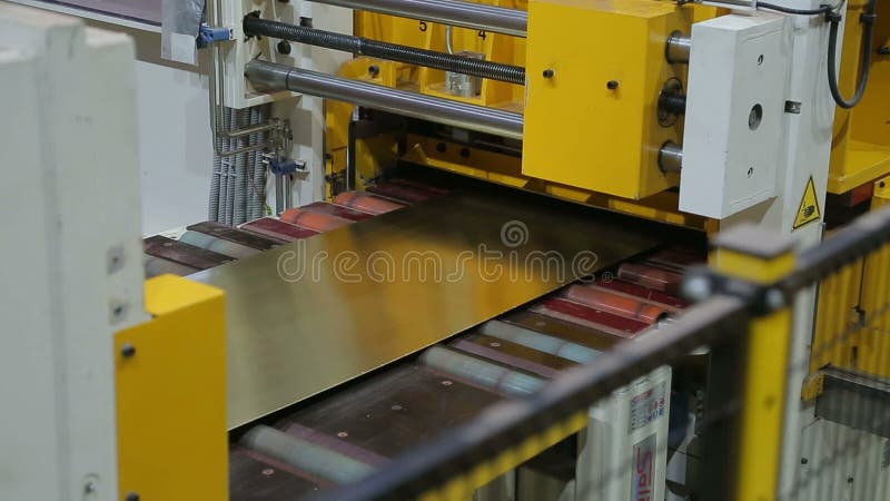 The Line for Machining of a Roll of Sheet Metal Stock Footage - Video ...