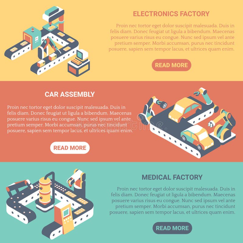 Factory Automation Concept Vector Flat Isometric Horizontal Banner Set ...