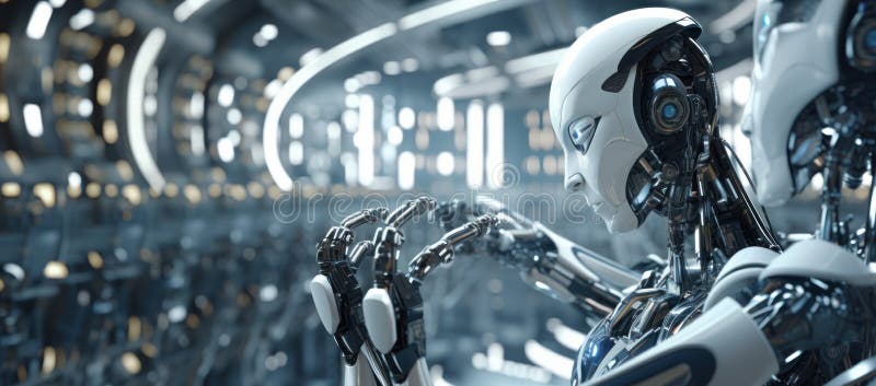 Factory Automation Future AI Smart Robot in Industrial Setting ...