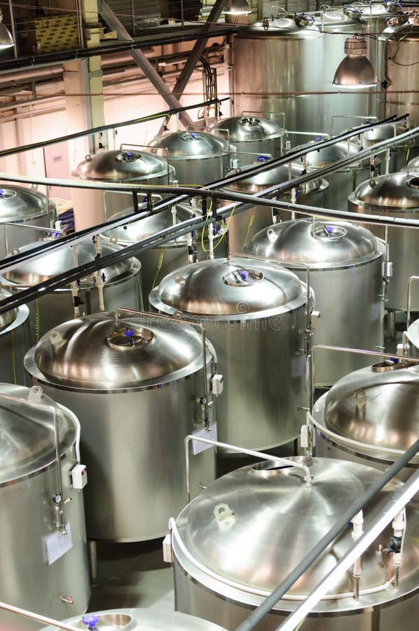 Factory of Beer Production. Stock Image - Image of beer, metallic: 93717027