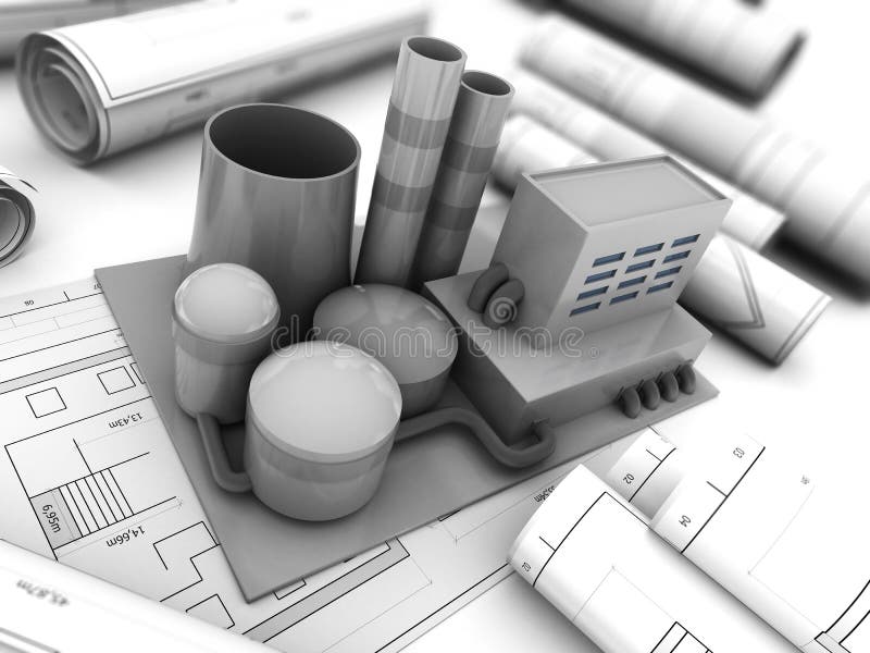 Factory blueprints stock illustration. Illustration of blue - 30080504