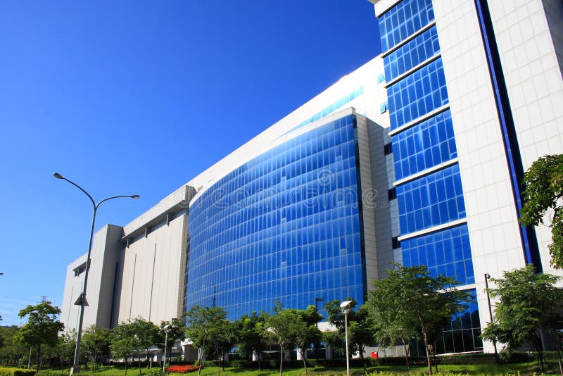 Factory building stock image. Image of blue, tree, road - 21985457