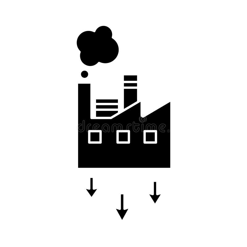 Factory Building with Arrows Down Flat Style Stock Vector ...