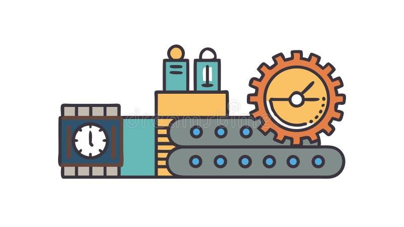 Factory Building with Clock, Time Efficiency in Production, Vector ...