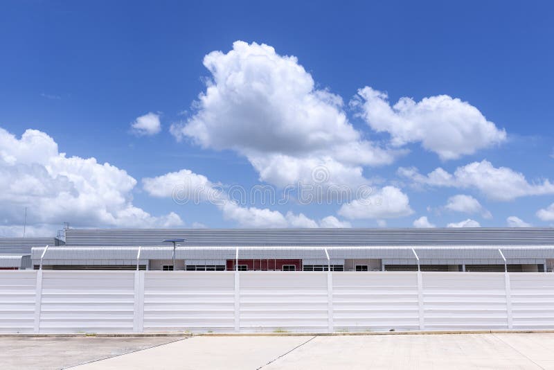 The Factory Building with Concrete Fence Stock Image - Image of ...