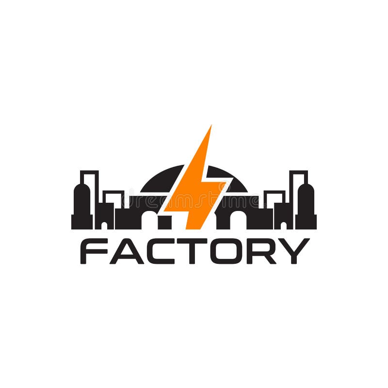 Factory Building with Flash Icon Template Stock Vector - Illustration ...