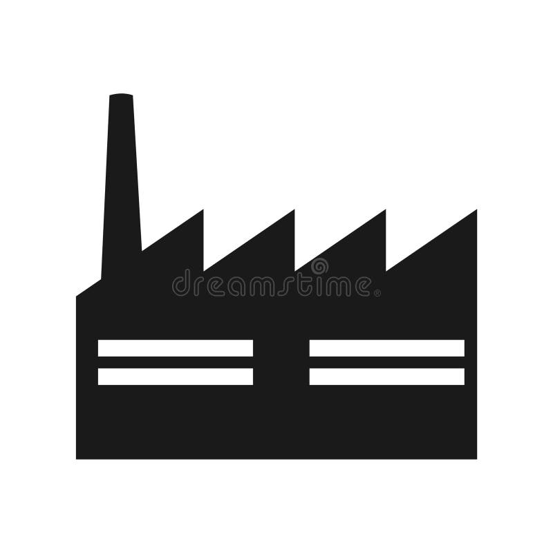 Factory Building Icon Black and White Stock Vector - Illustration of ...