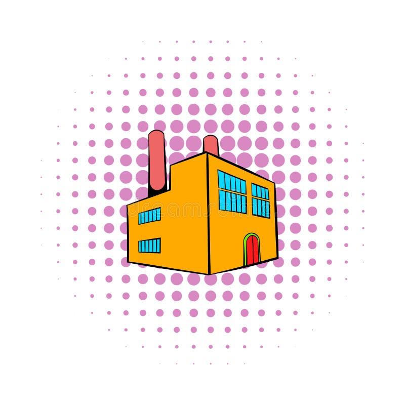 Factory Building Icon, Comics Style Stock Vector - Illustration of ...