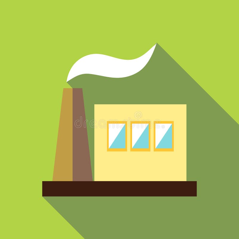 Factory Building Icon, Flat Style Stock Vector - Illustration of object ...