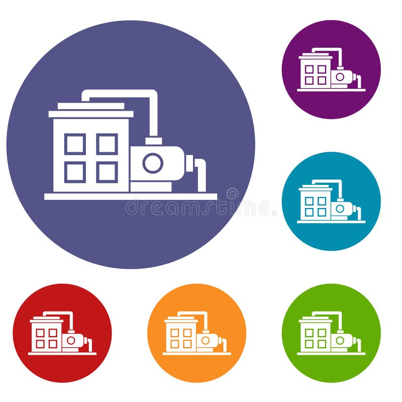 Factory building icons set stock vector. Illustration of engineering ...