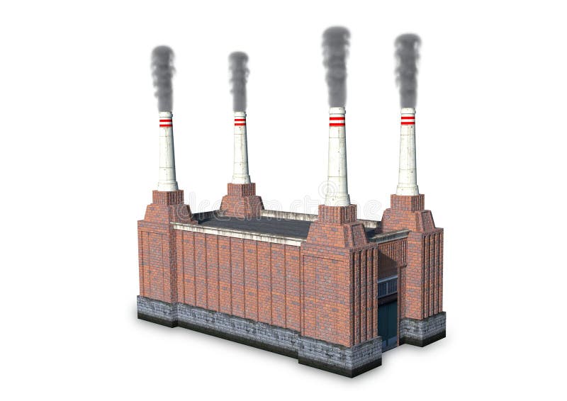 A Factory Building Isolated on White - 3D Stock Illustration ...