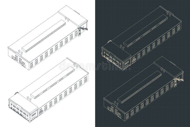 Factory Building Blueprints Stock Vector - Illustration of warehouse ...